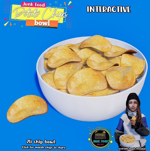 Second Life Marketplace - Junk Food - Potato Chip Bowl